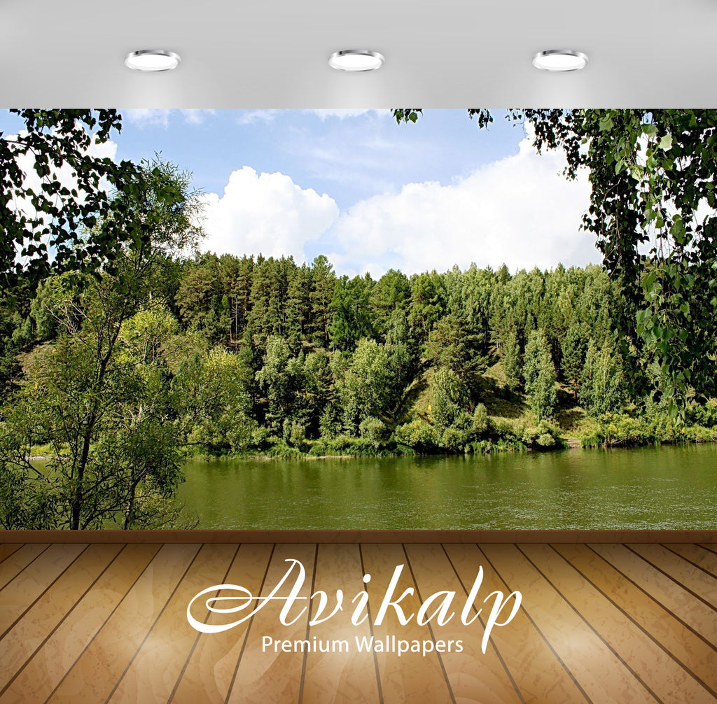 Avikalp Exclusive Awi5557 Green Forest By The River Nature Full HD Wal ...