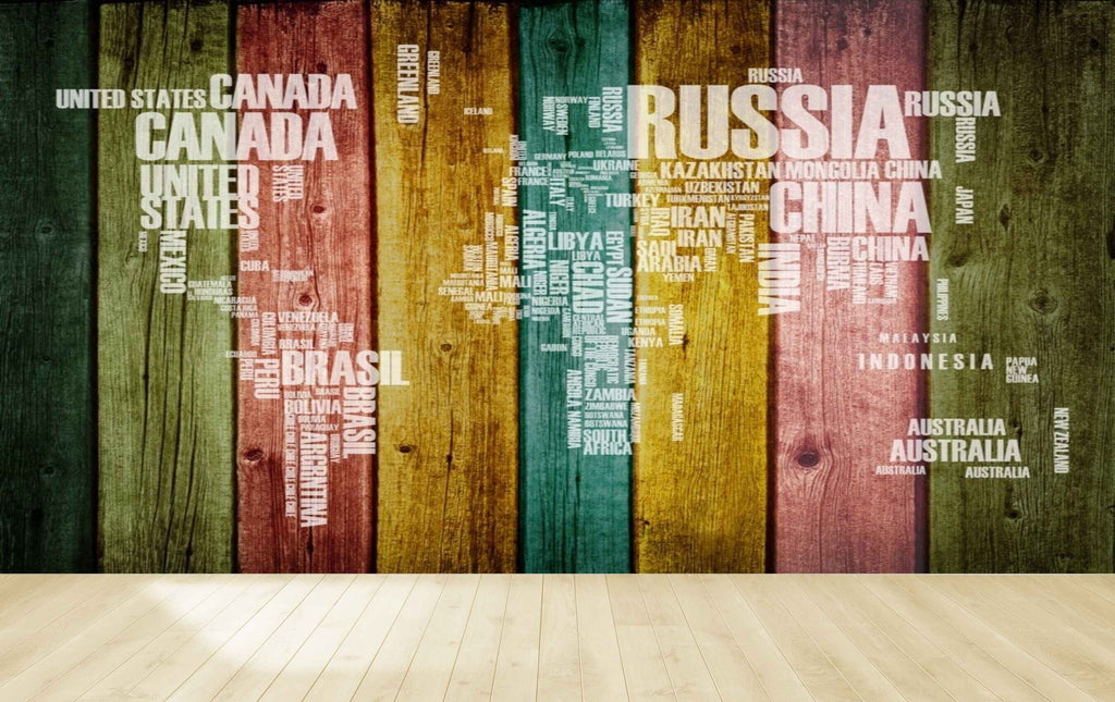 Avikalp MWZ3622 World Map Country Names Multicolor HD Wallpaper ...